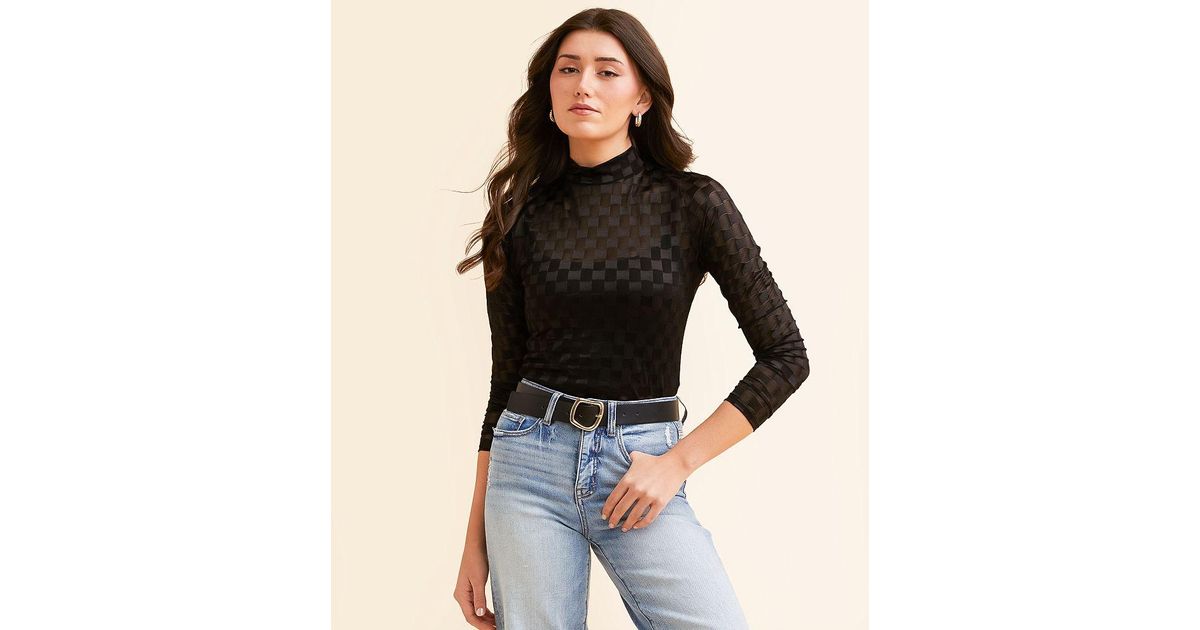 Willow & Root Checkered Mesh Top in Black | Lyst