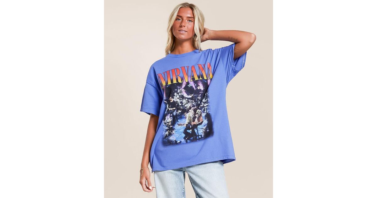 Merch Traffic Nirvana Oversized Band T-Shirt in Blue | Lyst