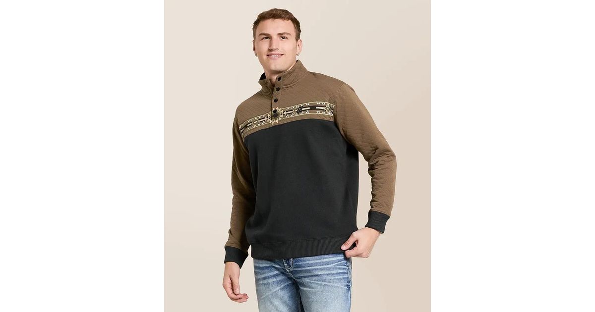 Hooey Stevie Quilted Quarter Snap Pullover in Black for Men | Lyst