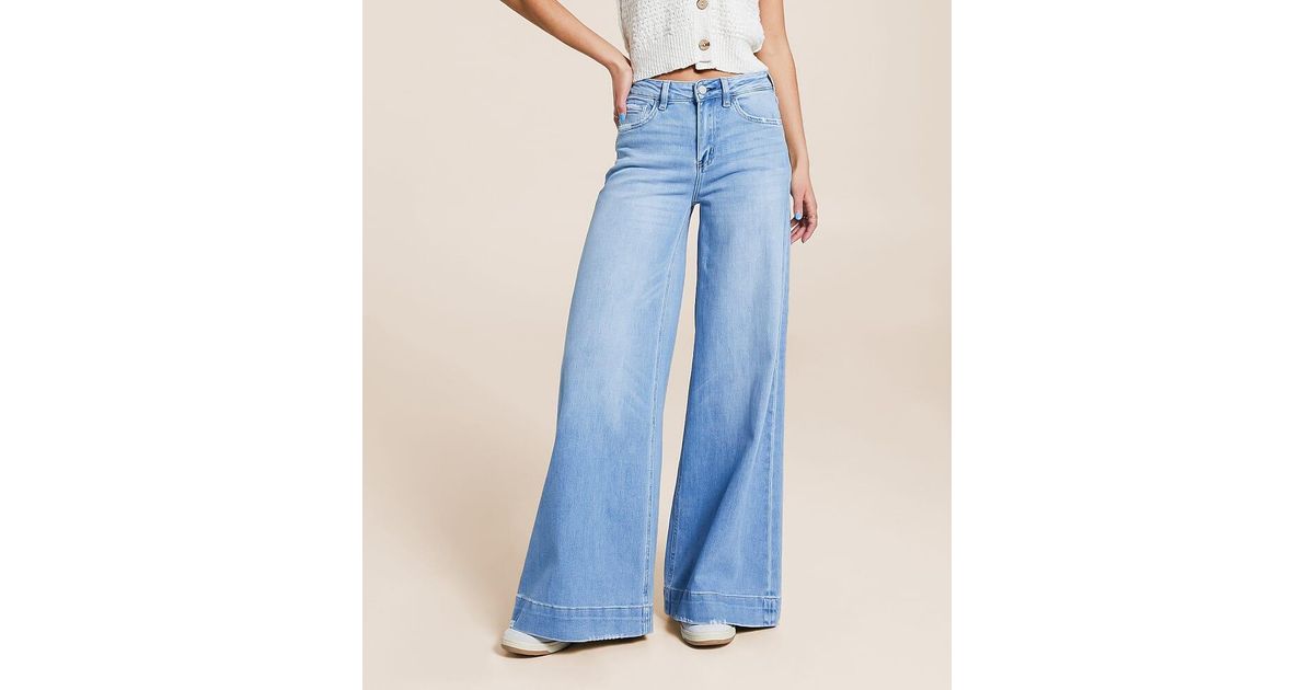 Flying Monkey High Rise Ultra Wide Leg Stretch Jean in Blue | Lyst