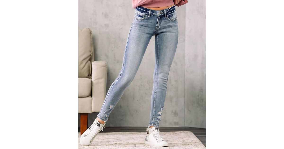 KanCan Signature;KanCan Kan Can Signature Low Rise Ankle Skinny Jean in Blue | Lyst