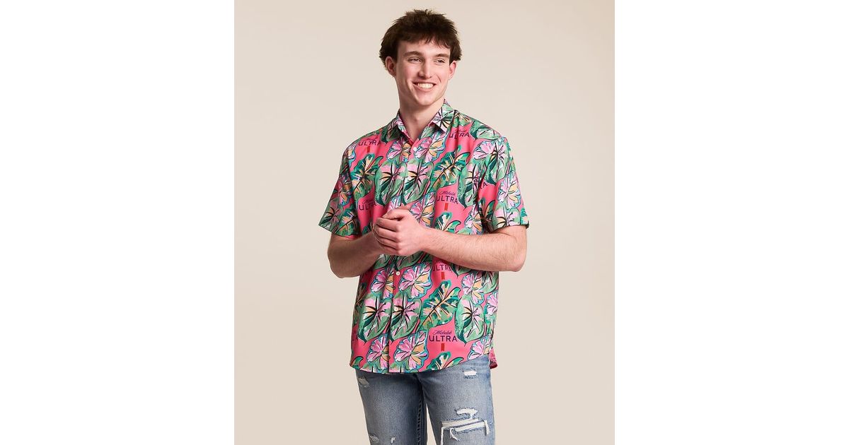 Tropical Bros Michelob Ultra Fronds Stretch Shirt in Pink for Men | Lyst