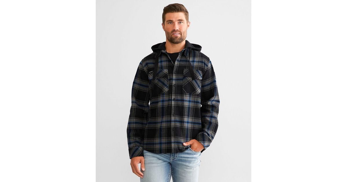 Howitzer Ypres Hooded Flannel Shirt in Black for Men | Lyst