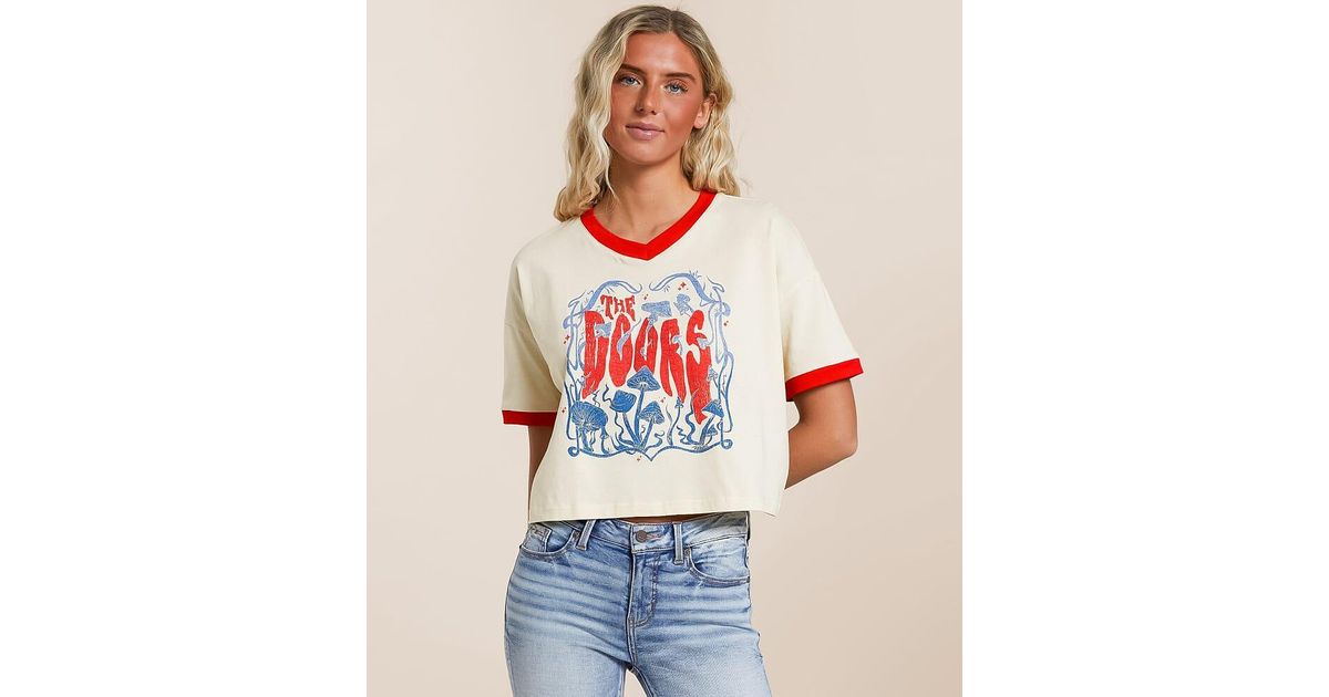 Merch Traffic The Doors Cropped Band T-Shirt in White | Lyst