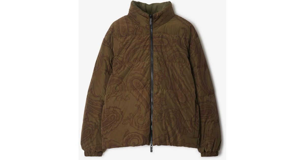 Burberry Reversible Paisley Nylon Puffer Jacket in Green for Men | Lyst