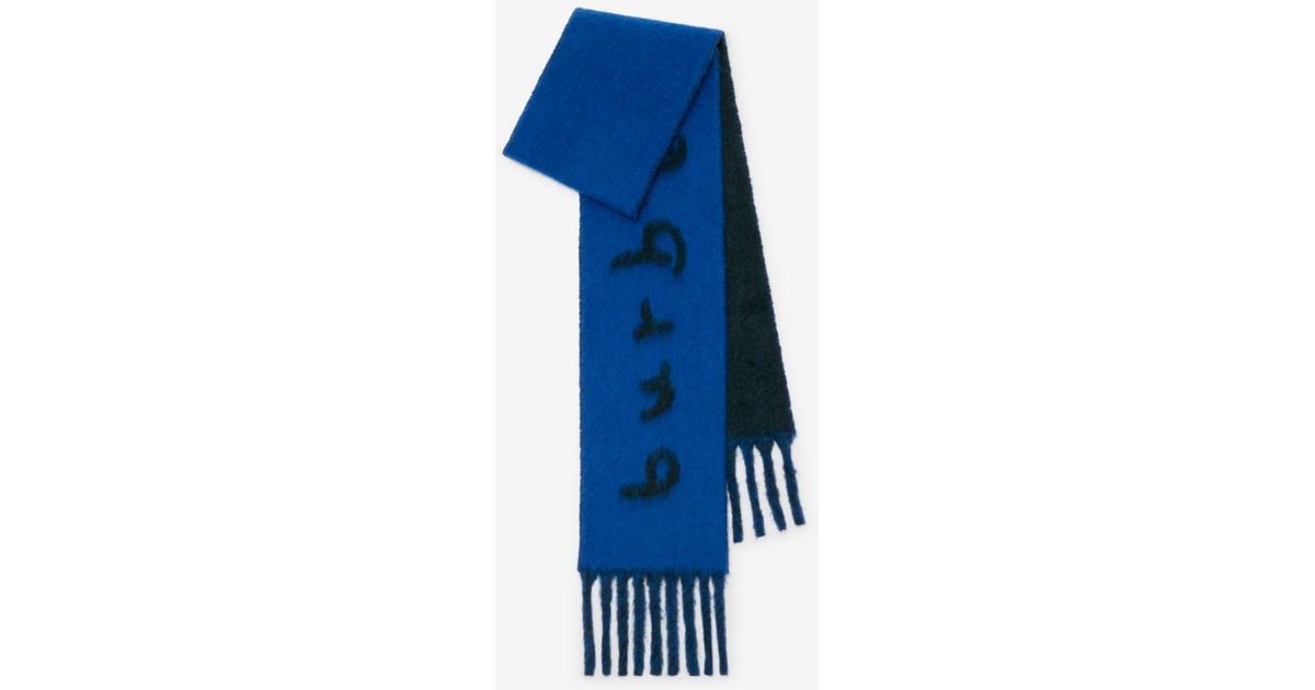 Burberry Reversible Logo Alpaca Wool Blend Scarf in Blue | Lyst UK