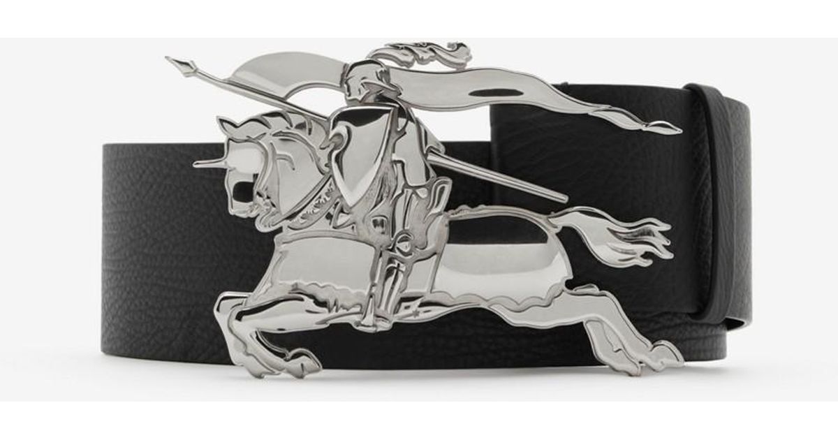 Burberry Wide Leather Knight Belt in Black for Men | Lyst