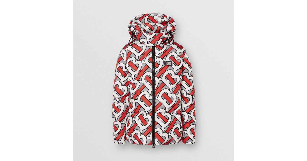 Burberry Monogram Print Puffer Jacket in Red for Men | Lyst UK