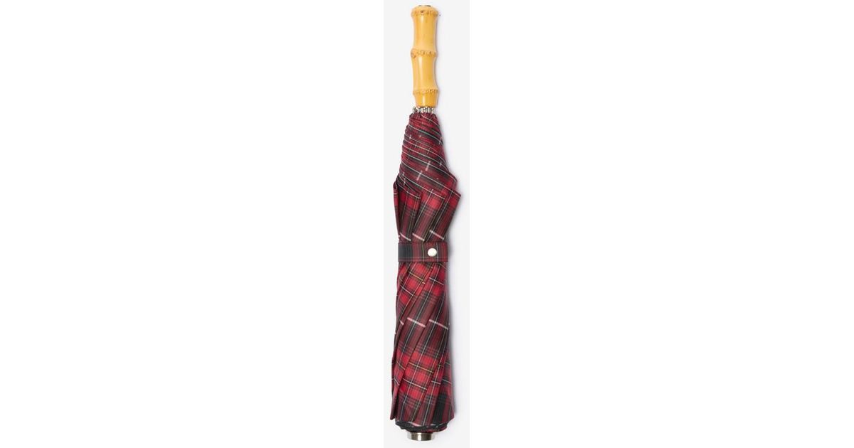 Burberry Check Folding Umbrella in Red | Lyst UK