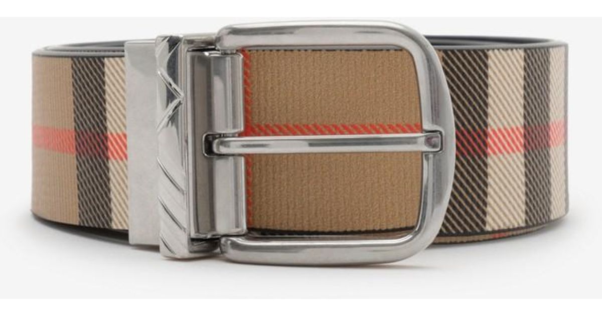 Burberry Reversible Check Pin Belt in Natural for Men | Lyst UK