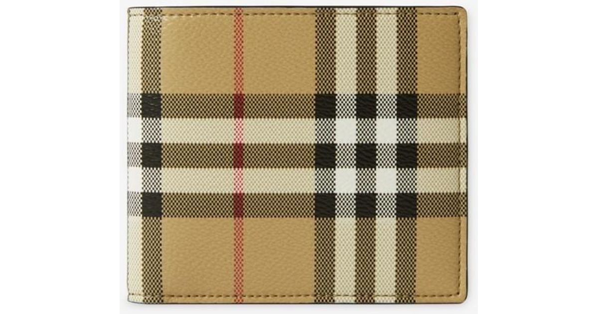 Burberry Check Bifold Wallet in Green for Men | Lyst