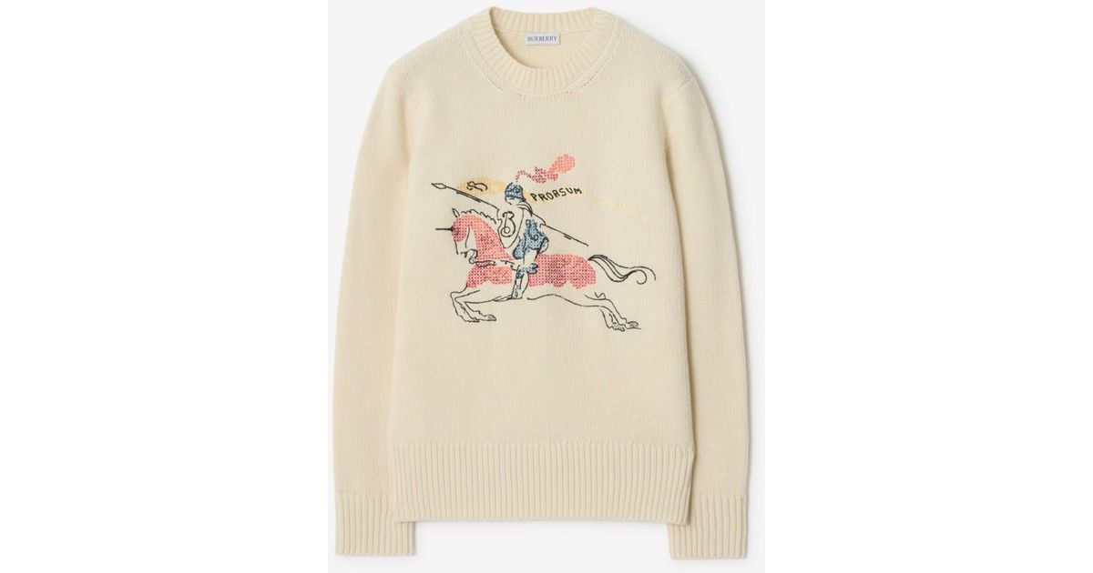 Burberry Cross Stitch Ekd Wool Cashmere Sweater in Natural | Lyst UK