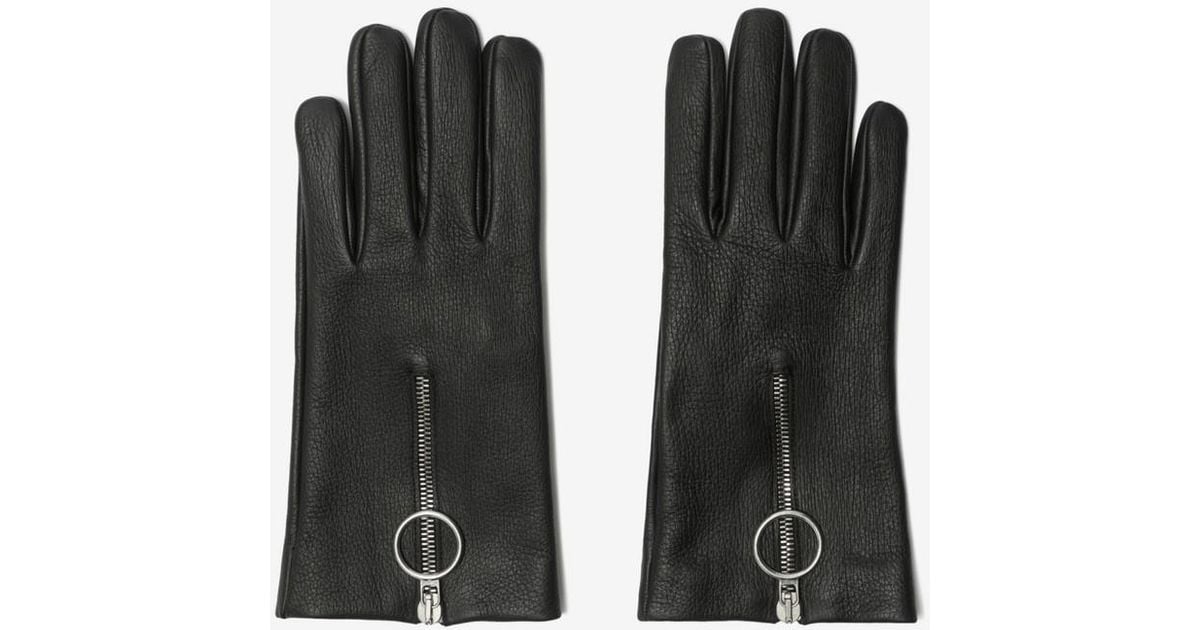 Burberry Leather Zip Gloves in Black for Men | Lyst