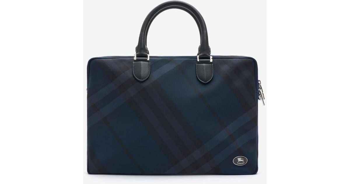 Burberry Grid Briefcase in Blue for Men | Lyst