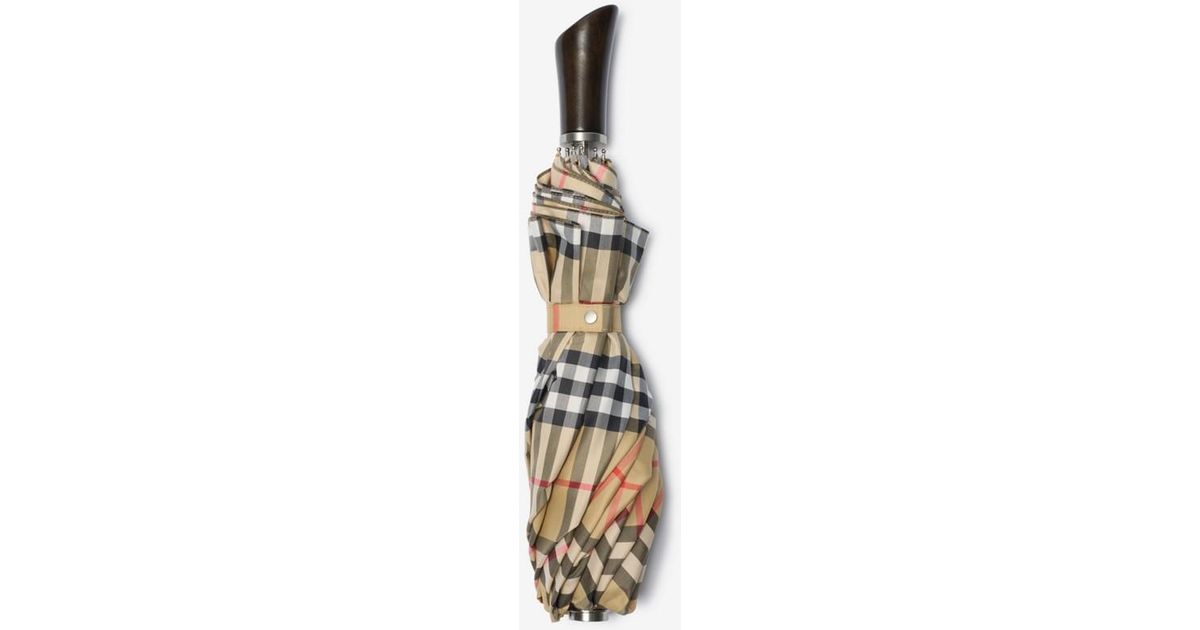 Burberry Check Folding Umbrella in Metallic | Lyst UK