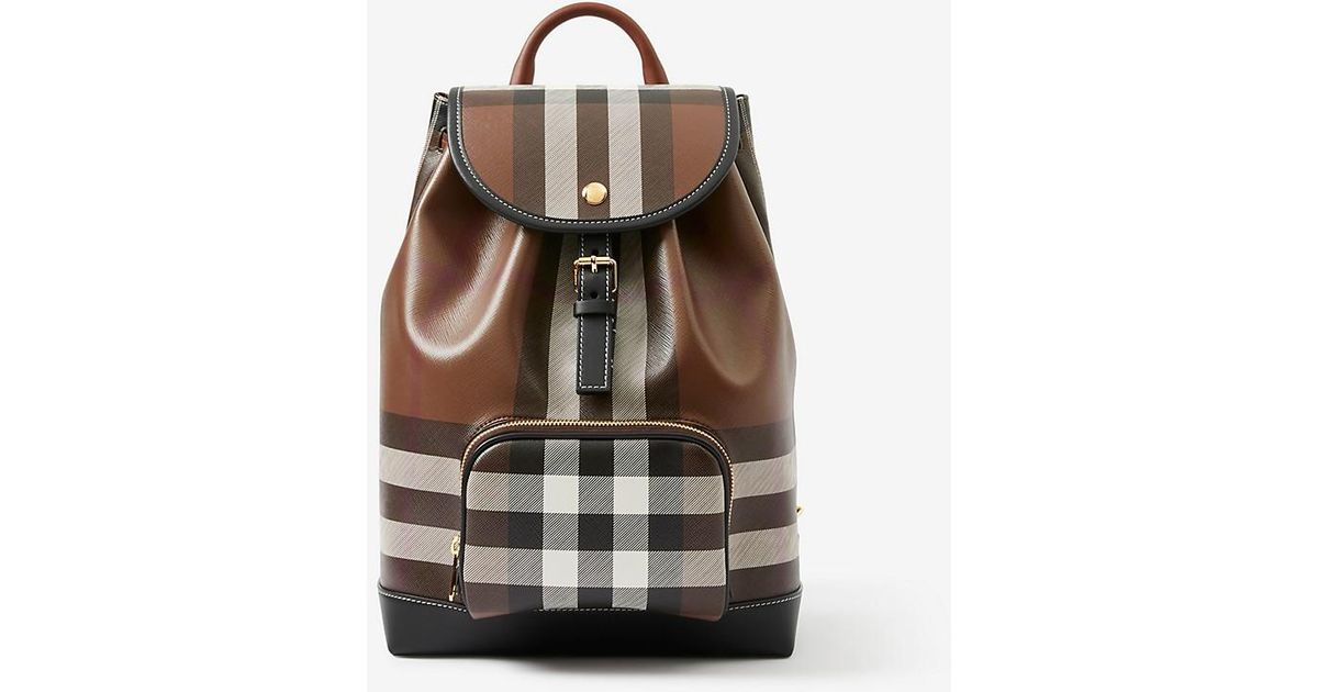 Burberry Check And Leather Backpack in Brown | Lyst