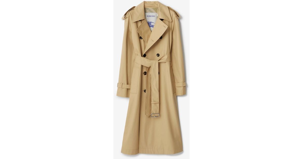 Burberry Long Gabardine Trench Coat in Natural | Lyst