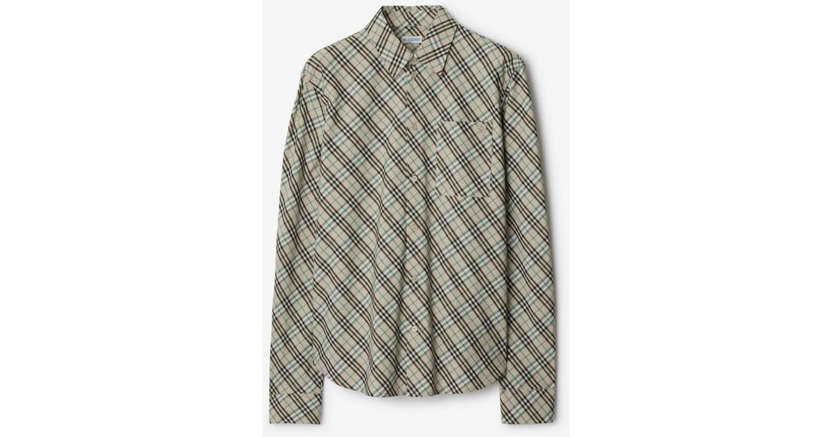 Burberry Relaxed Fit Check Cotton Shirt in Gray for Men | Lyst