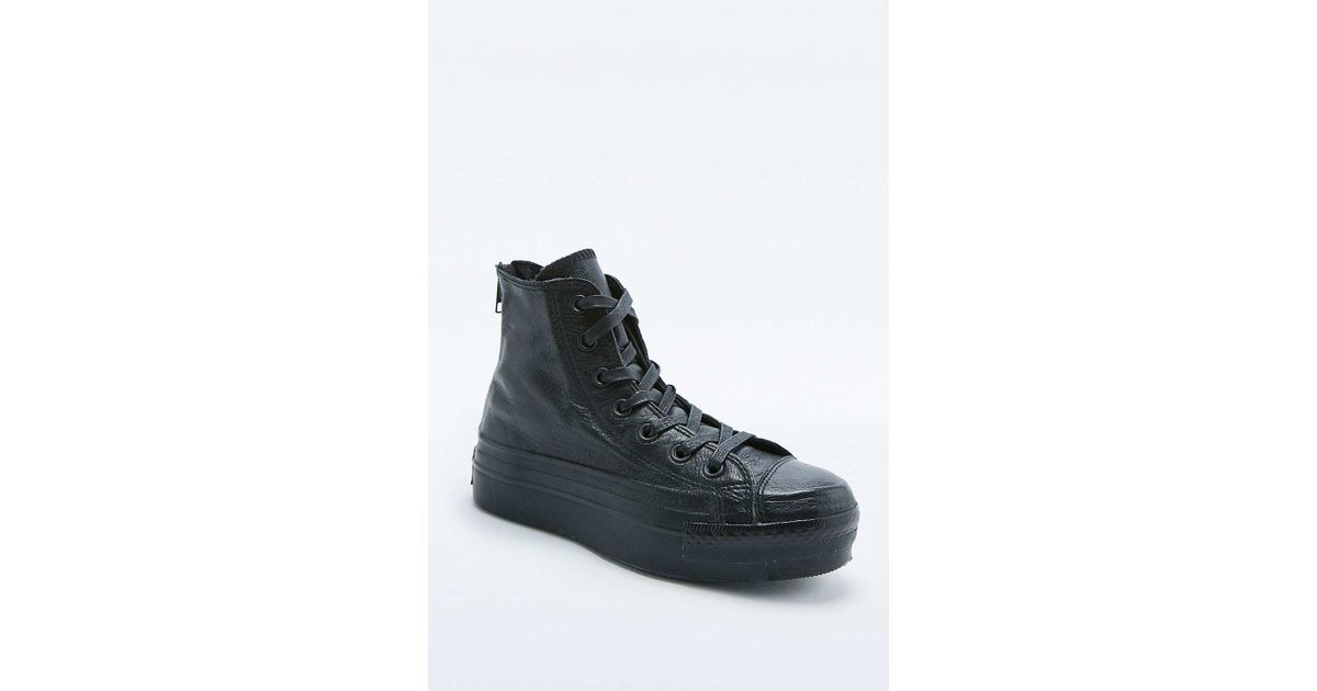 Converse Chuck Taylor Black Leather Platform High-top Trainers | Lyst UK