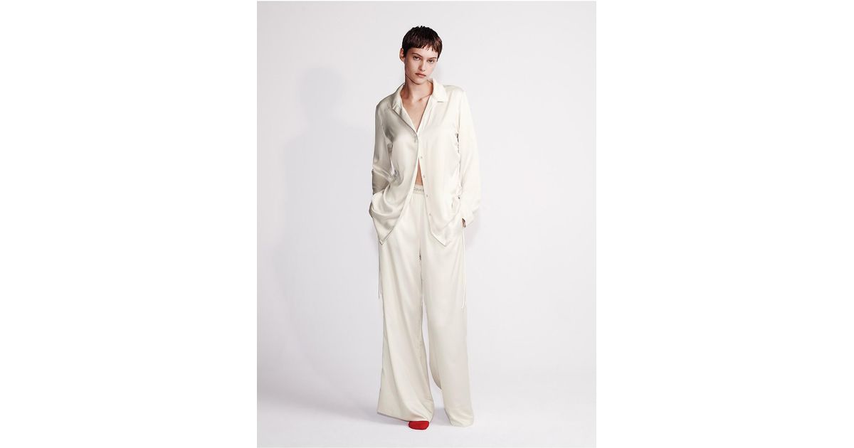 Calvin Klein Satin Sleep Pants in White | Lyst