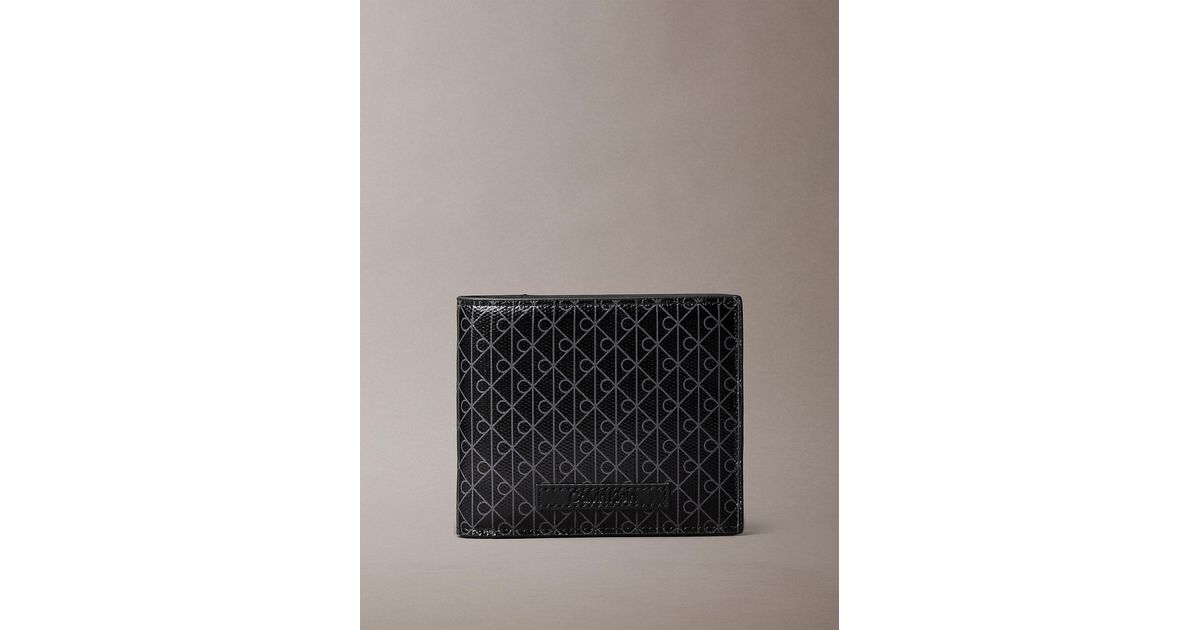 Calvin Klein Allover Monogram Logo Bifold Wallet With Coin Pouch in ...