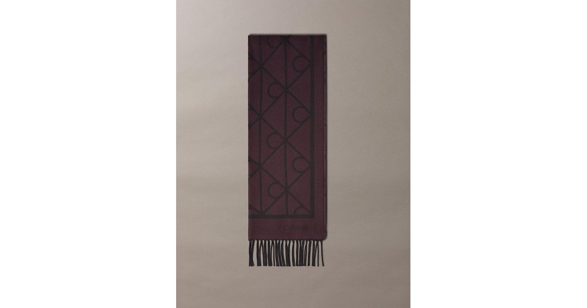 Calvin Klein Soft Two-Tone Emblem Logo Scarf in Brown for Men | Lyst UK