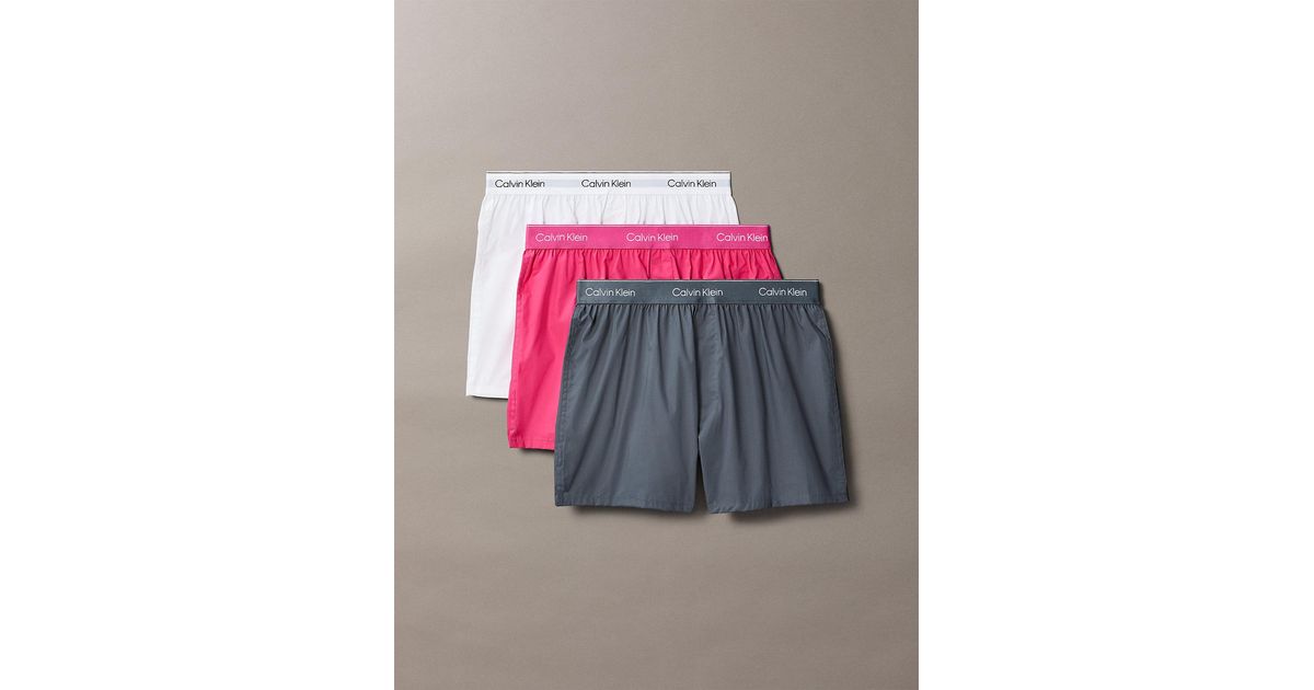 Calvin Klein 3 Pack Slim Boxers in Grey for Men | Lyst UK