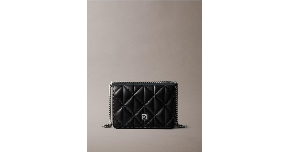 Calvin Klein Quilted Emblem Logo Mini Chain Bag in Gray | Lyst
