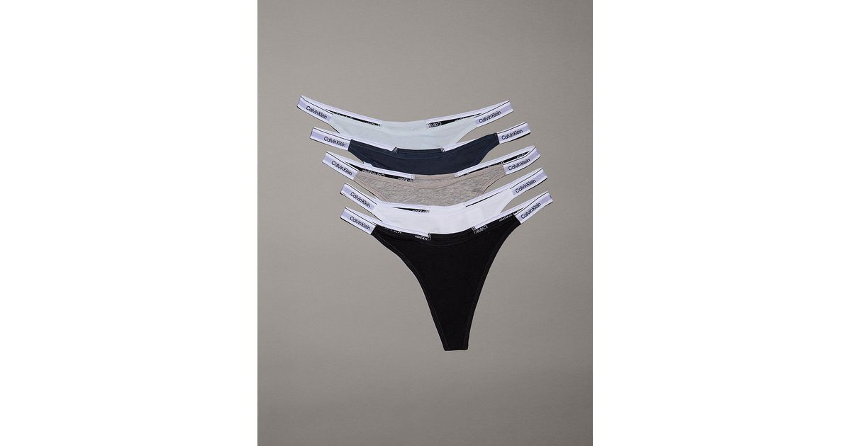 Calvin Klein 5 Pack String Thongs in Grey | Lyst UK