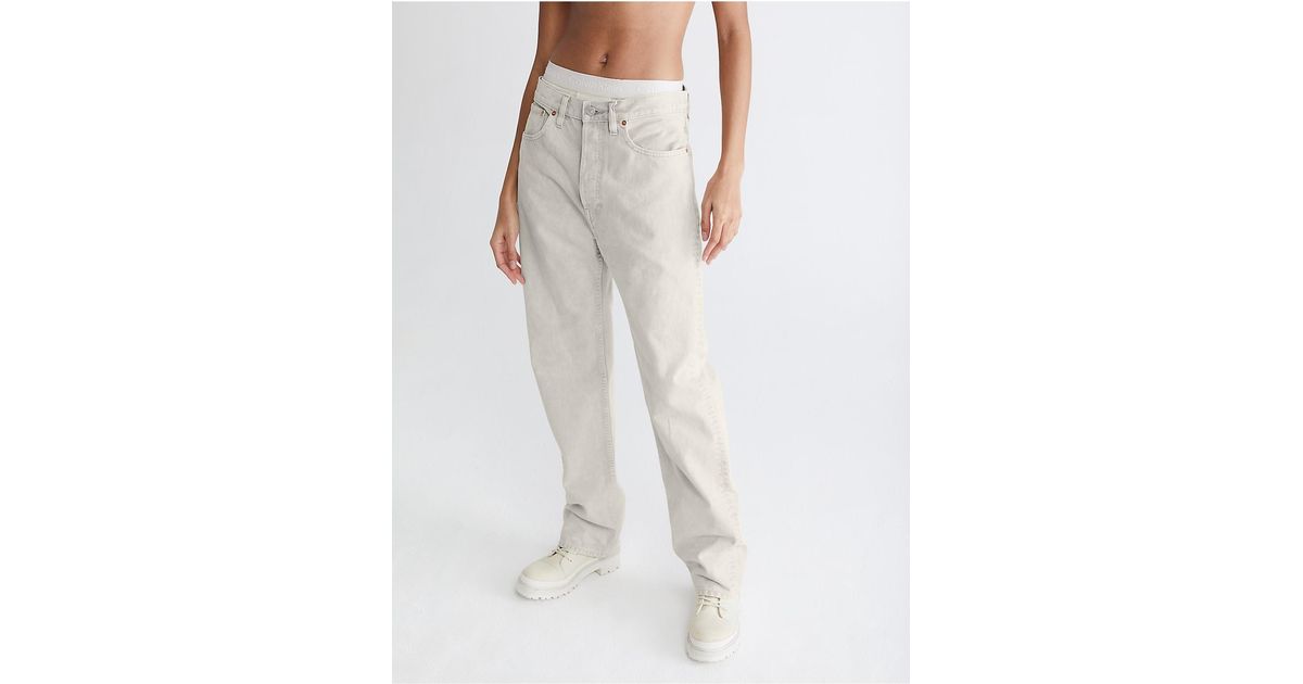 Calvin Klein Standards Marble Dye Straight Leg Jeans in White | Lyst