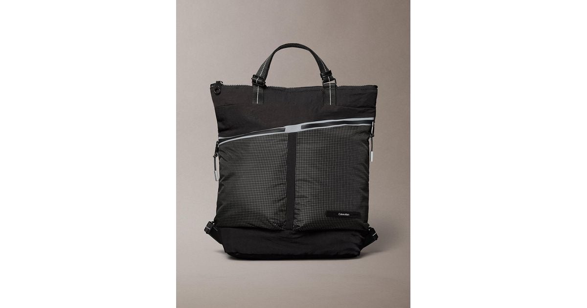 Calvin Klein Striped Utility Zip Convertible Helmet Bag in Black for ...