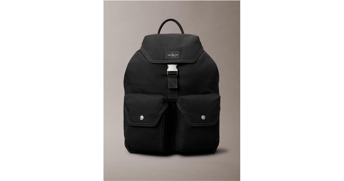 Calvin Klein Canvas Flap Backpack in Black for Men | Lyst