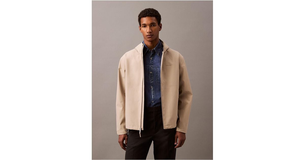 Calvin Klein Water Resistant Unlined Rain Jacket in Natural for Men | Lyst