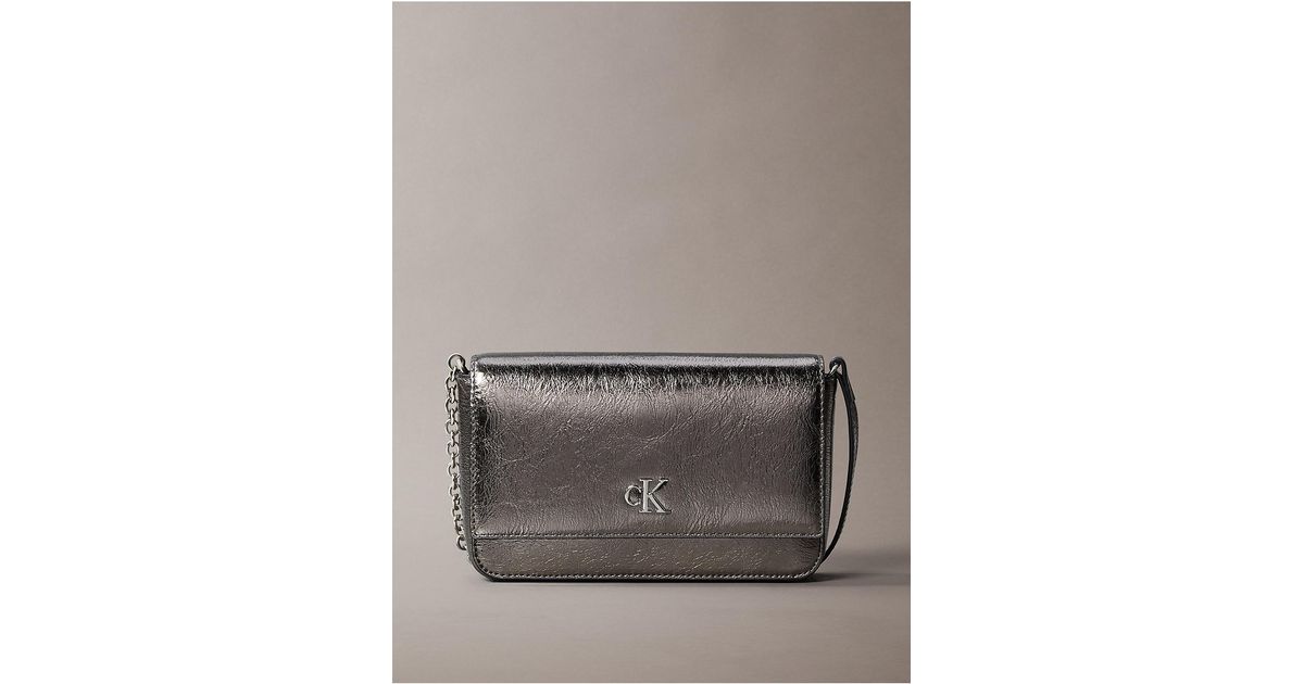 Calvin Klein Archive Hardware Reflective Flap Crossbody Bag in Gray | Lyst
