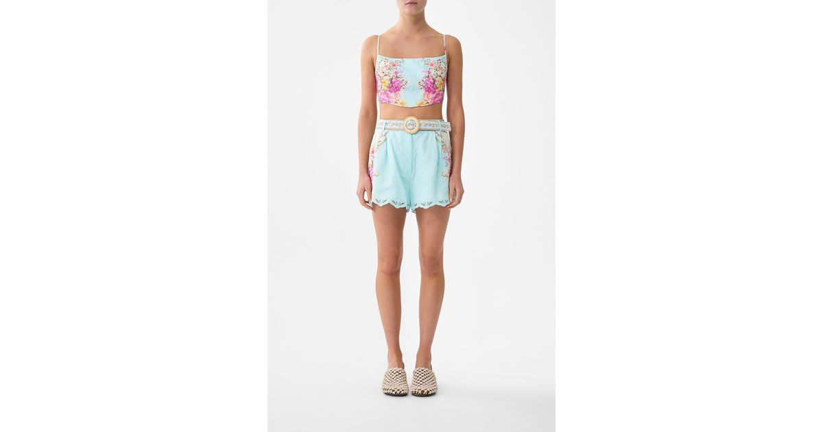 CAMILLA Tuck Front Short Bazaar Blooms in Blue | Lyst UK