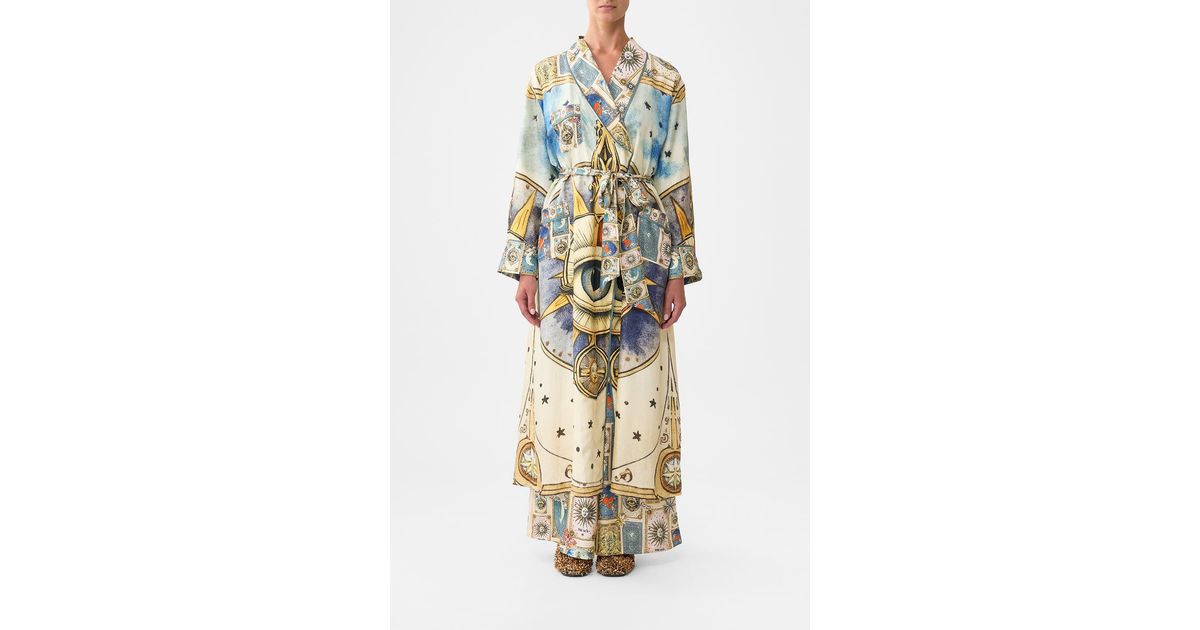 CAMILLA Long Robe With Tie My Lucky Stars in Metallic | Lyst UK