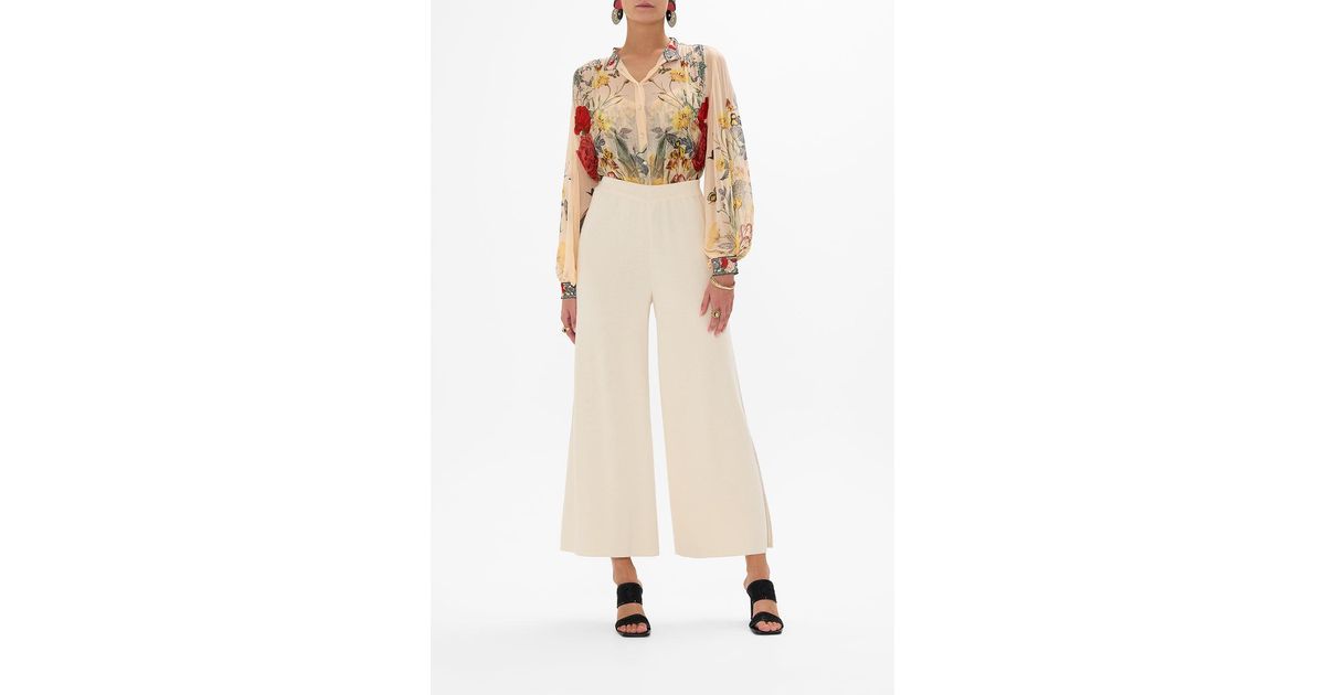 CAMILLA High Neck Button Through Blouse Etched Into Eternity in White ...