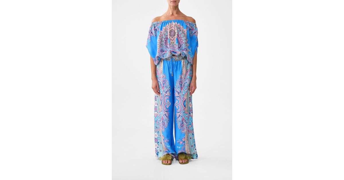 CAMILLA Off Shoulder Elastic Top Footsteps in Blue | Lyst UK