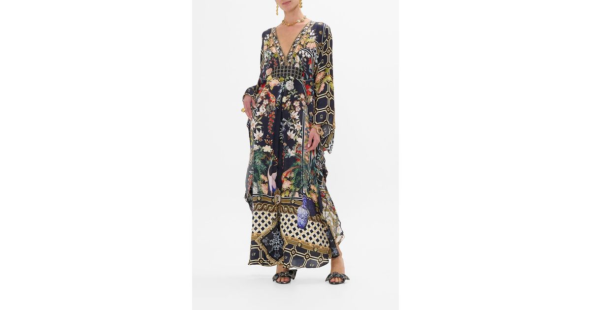 CAMILLA Long Kaftan With Waist Detail Palacio Poetry in White | Lyst UK