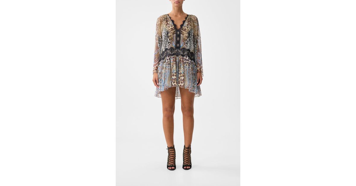 CAMILLA Relaxed Short Dress With Dropped Waist Istanbul Animalia | Lyst UK