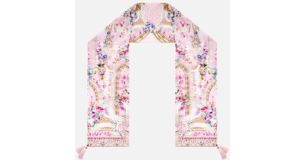 CAMILLA Long Silk Crinkle Chiffon Scarf Palatial Pastels in Pink | Lyst UK