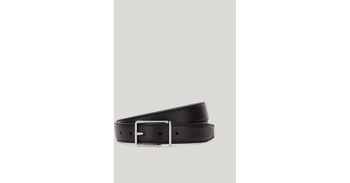 Canali Smooth Calfskin Belt With Squared Buckle in Black for Men | Lyst UK