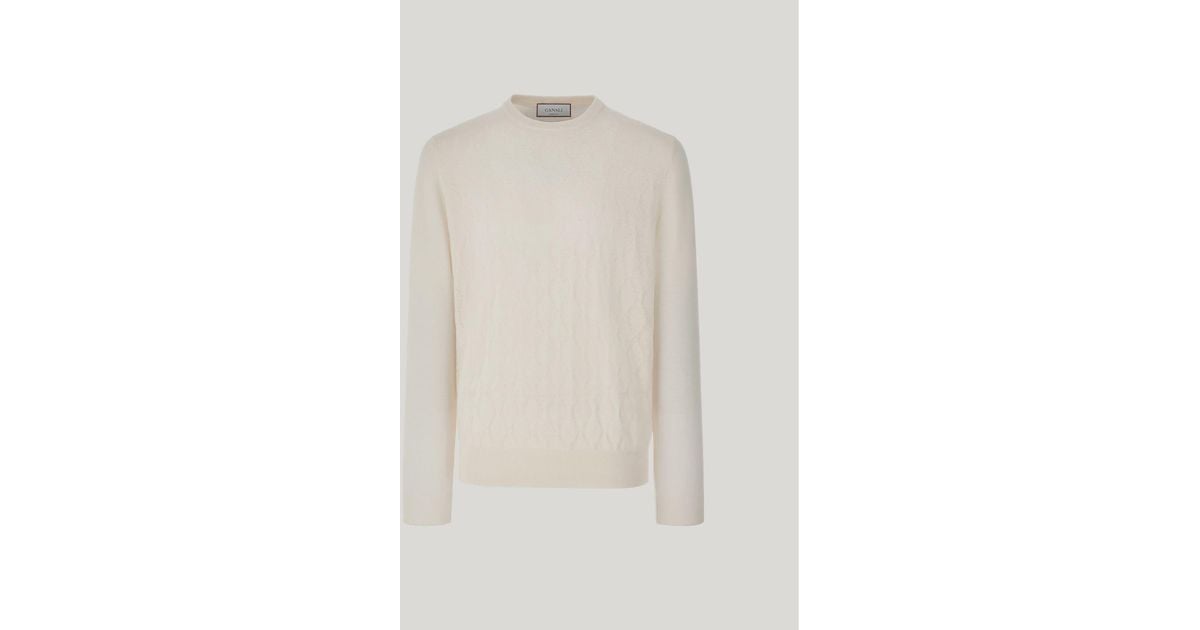 Canali Cream Crewneck in White for Men | Lyst