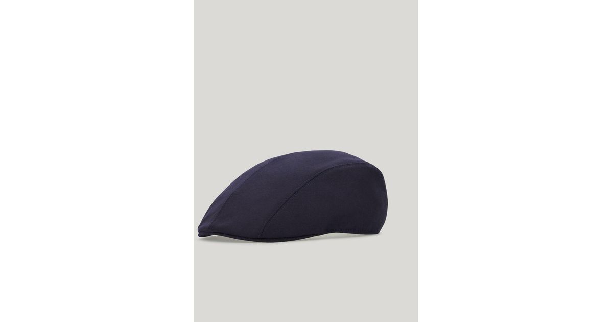 Canali Flat Cap With Leather Tag in Blue for Men | Lyst UK