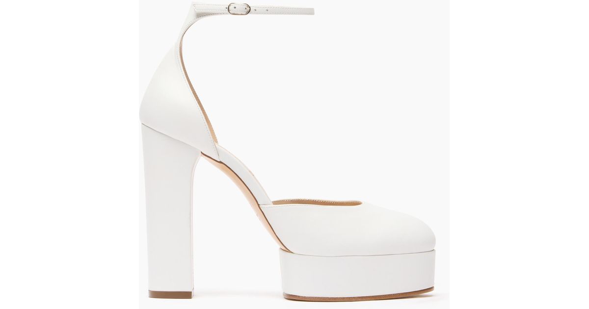 Casadei Betty Leather Platforms in White | Lyst