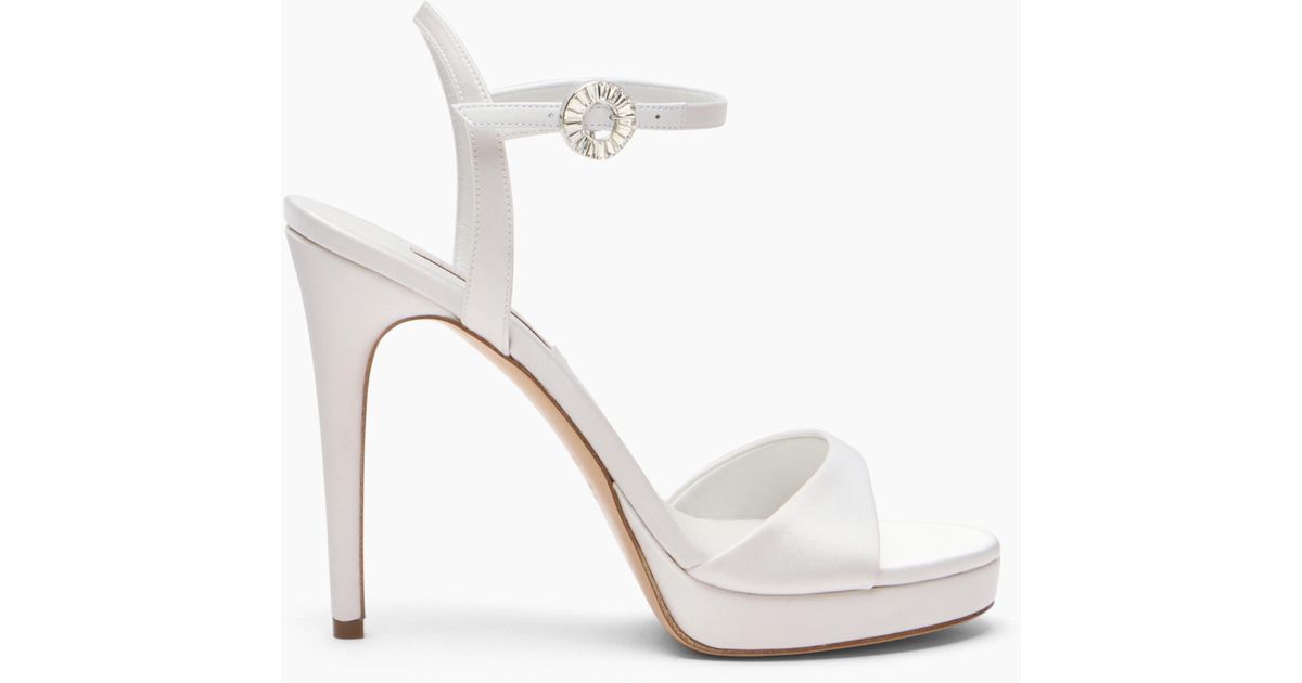 Casadei Michelle Satin Sandals in White | Lyst