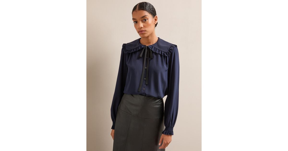 Cefinn Vera Silk Blouse in Blue | Lyst UK