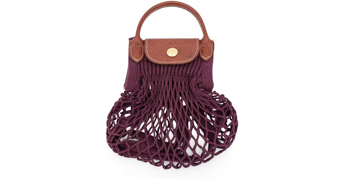 Longchamp Le Pliage Filet Strapped Mini Shoulder Bag in Purple | Lyst