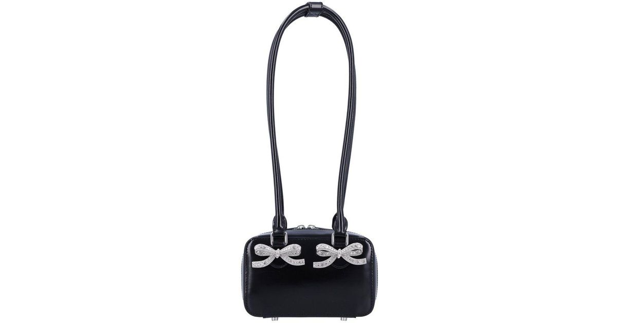 Self-Portrait Embellished Bow Shoulder Bag in Black | Lyst