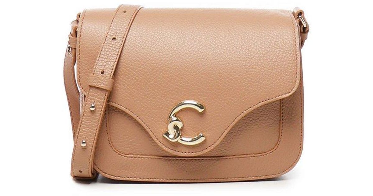 Coccinelle Logo Plaque Foldover-Top Shoulder Bag in Brown | Lyst
